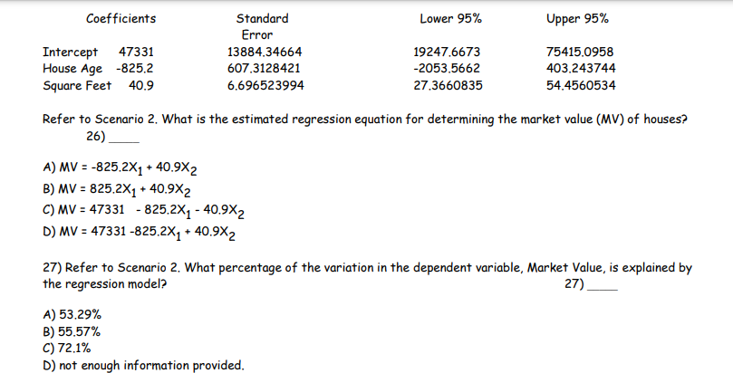 Solved 26) Scenario 2. Below is a multiple regression in | Chegg.com