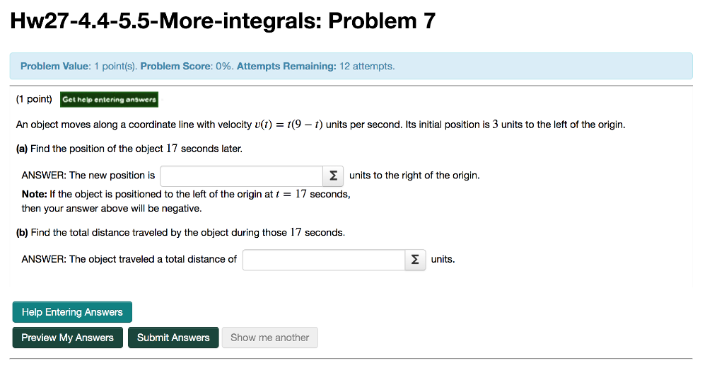Solved Hw27-4.4-5.5-More-integrals: Problem 7 Problem Value: | Chegg.com