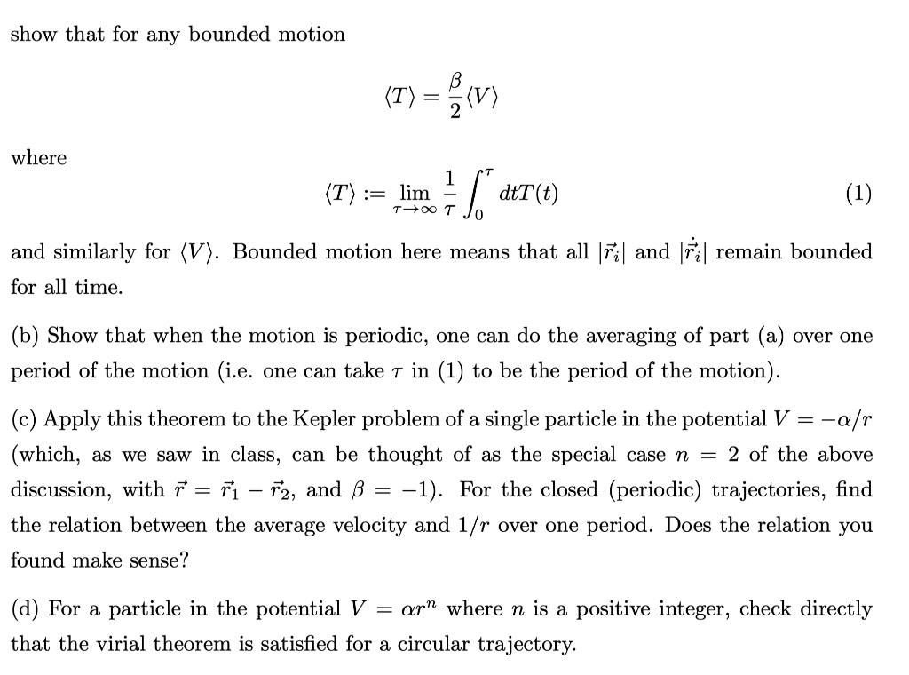Solved (2) Virial theorem: Consider a system of n particles | Chegg.com