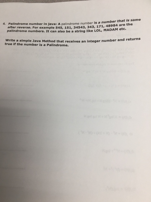 Solved 4. Palind rome number in java: A palindrome number is | Chegg.com