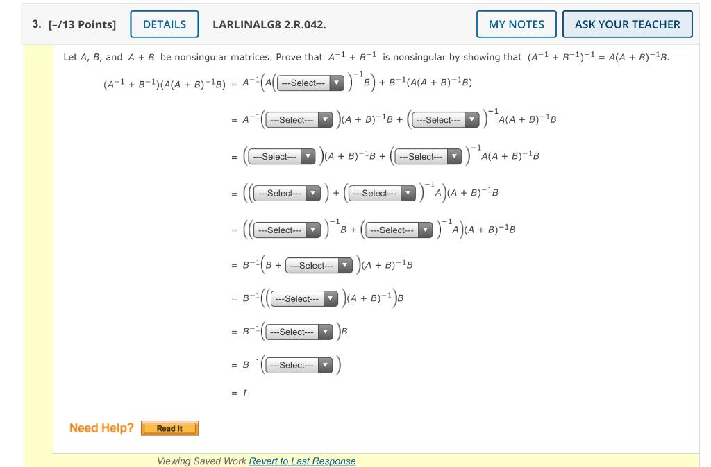 Solved Let A, B, and A + B be nonsingular matrices. | Chegg.com