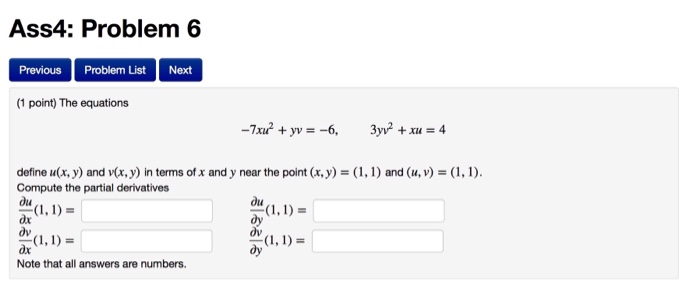 Solved Ass4: Problem6 Previous Problem List Next 1 point) | Chegg.com
