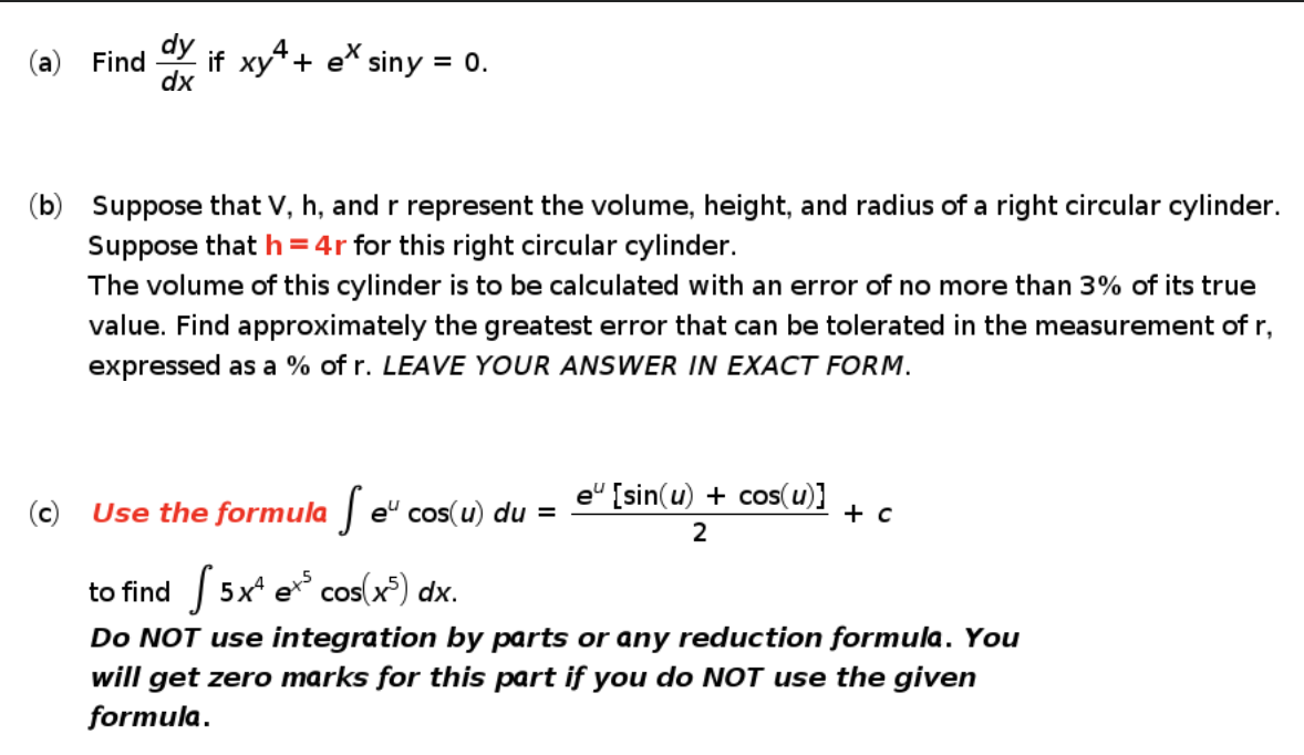 Solved Find If Xy4 Ex Siny 0 B Suppose That V H And 
