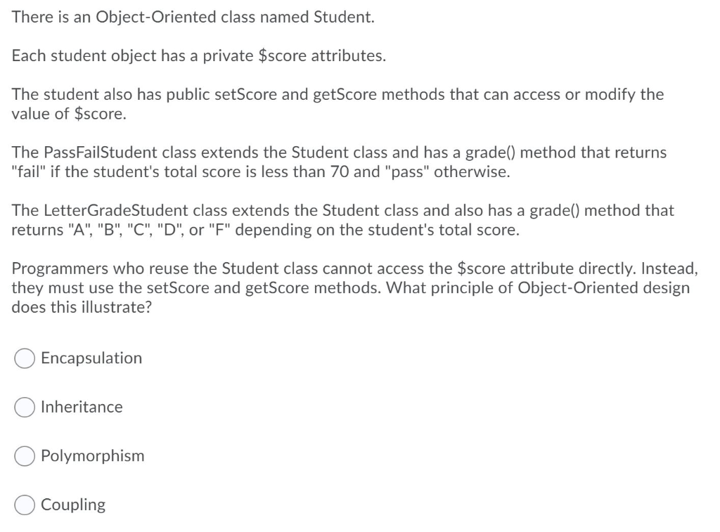 Solved There is an Object-Oriented class named Student. Each | Chegg.com