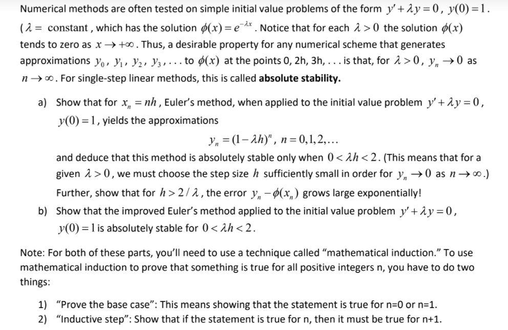 Solved Numerical methods are often tested on simple initial | Chegg.com