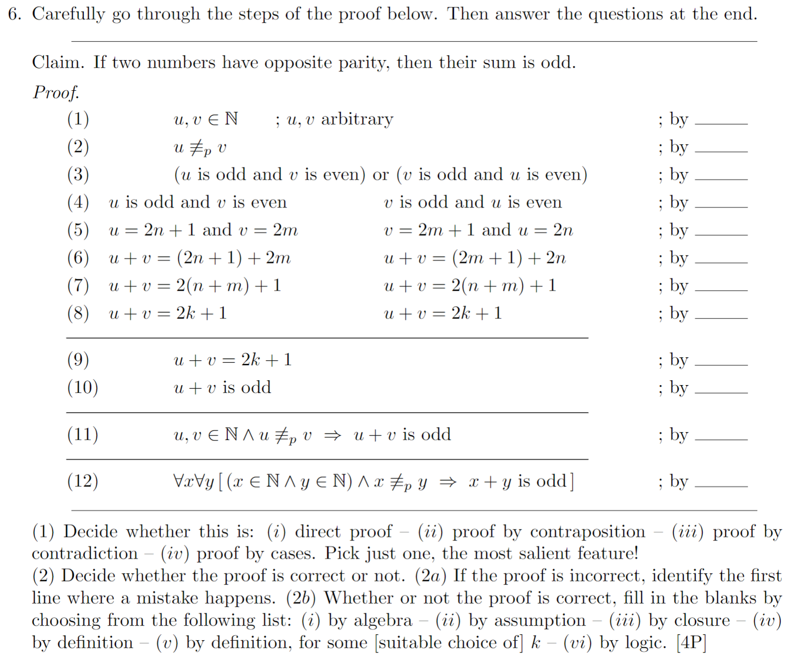 Solved 6. Carefully go through the steps of the proof below. | Chegg.com