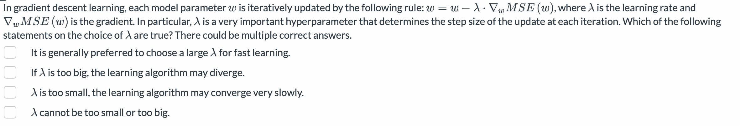Solved One way to learn a linear model is to use the | Chegg.com