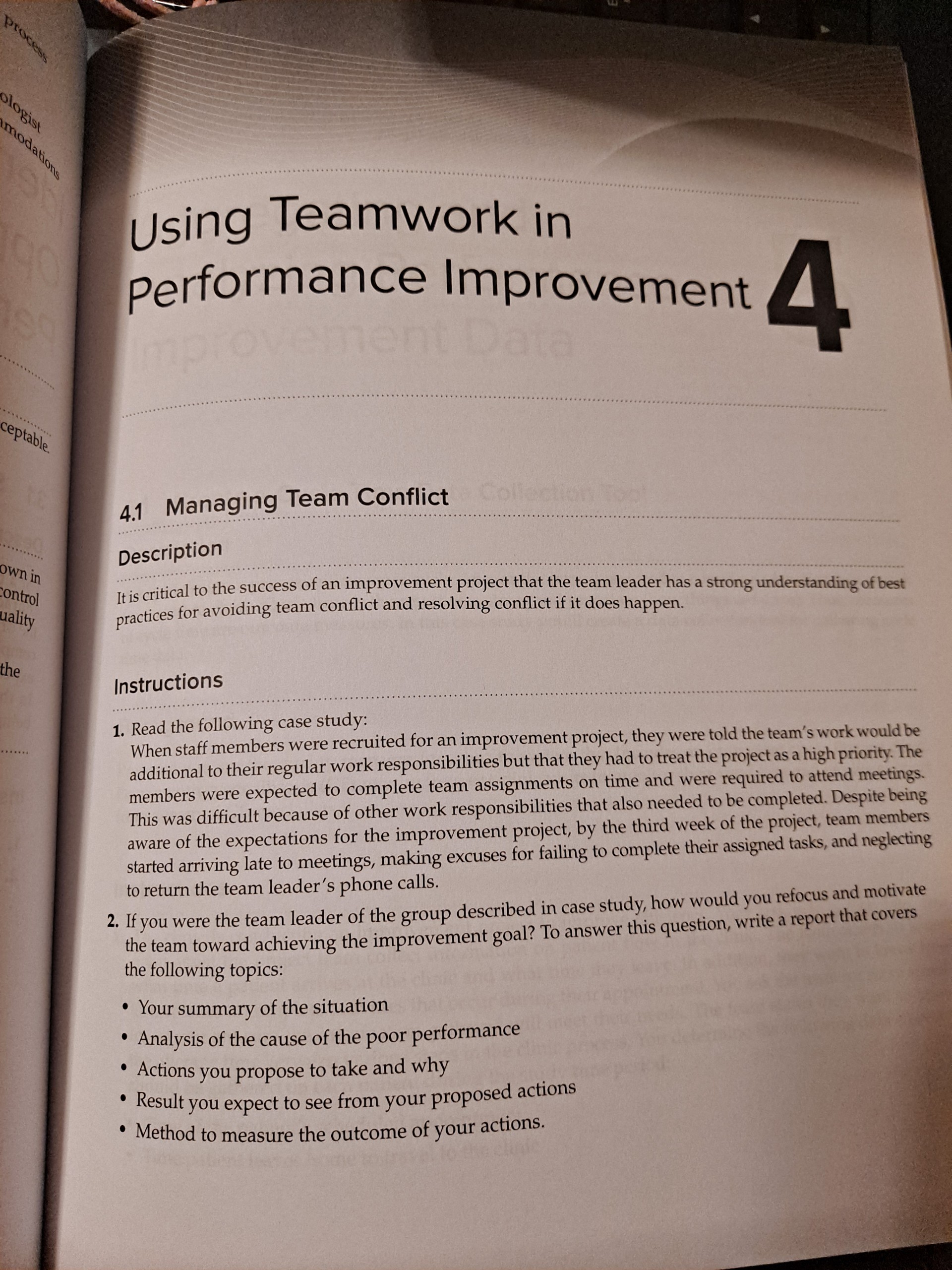 Solved Using Teamwork inperformance Improvement4.1 ﻿Managing | Chegg.com