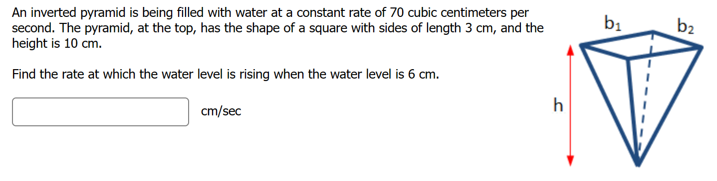 Solved An inverted pyramid is being filled with water at a | Chegg.com