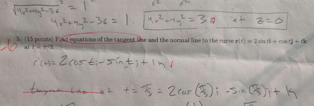 Solved 5. ( 15 points) Find equations of the tangent lihe | Chegg.com