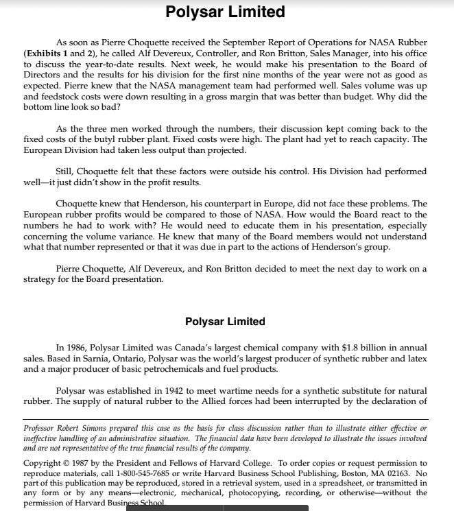 EXPLAIN: What benefits, if any, does Polysar gain | Chegg.com