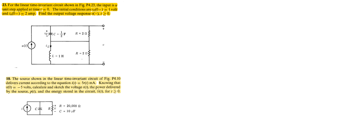 Solved 23. For the linear time-invariant circuit shown in | Chegg.com