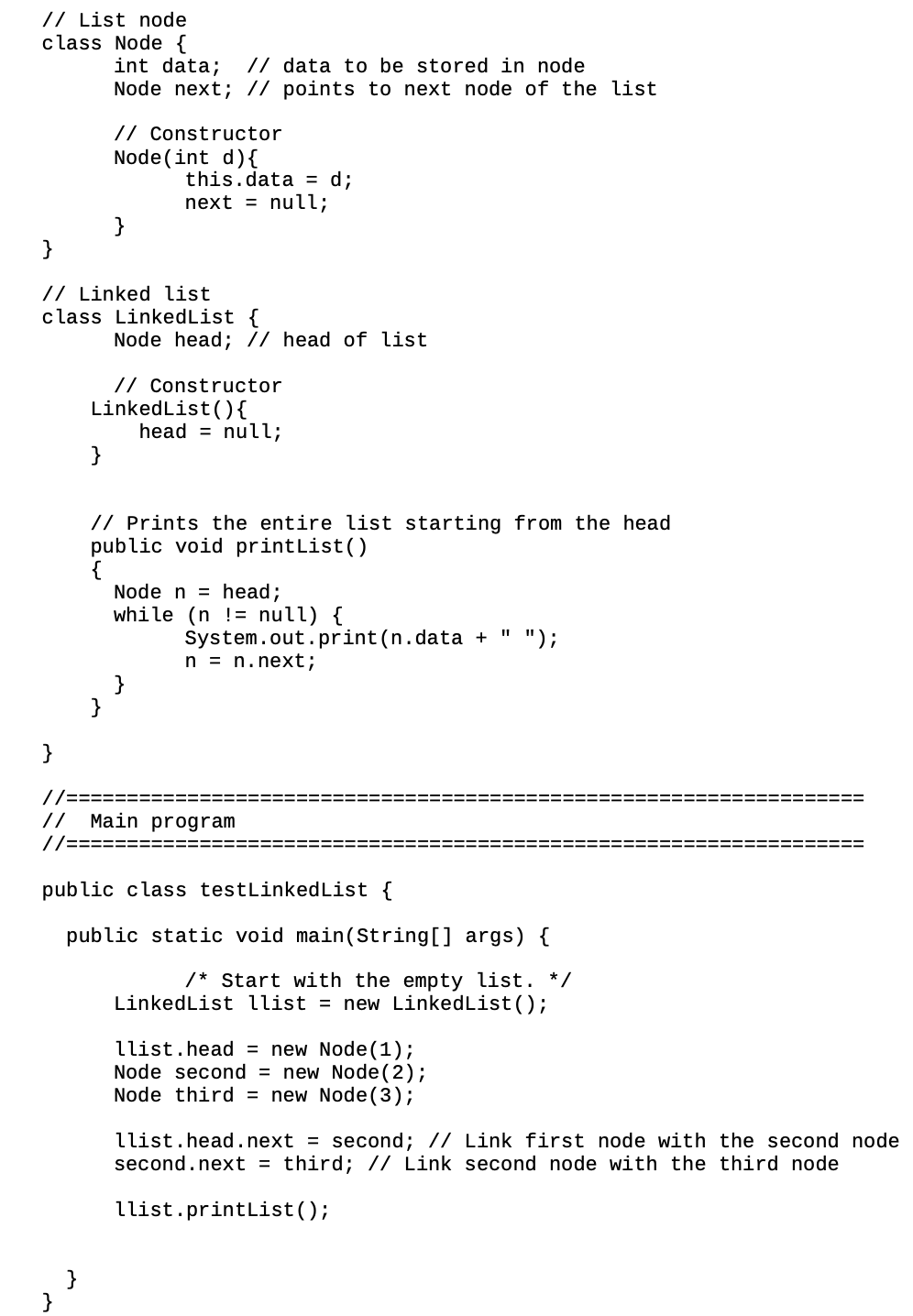 Solved • Starter Code Linked Listjava Same Starter Code As 6166