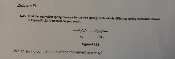 Solved 1.23. Find the equivalent spring constant for the two | Chegg.com