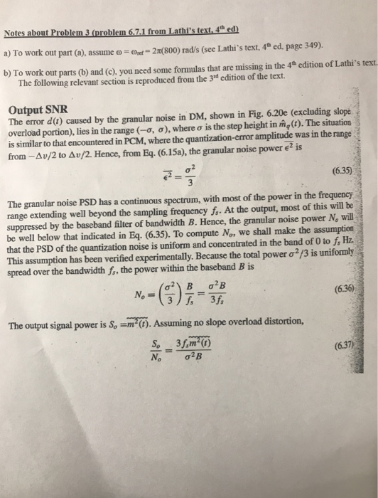 Solved 3. From Lathi's text (Ch. 6.TDM a) In a certain | Chegg.com