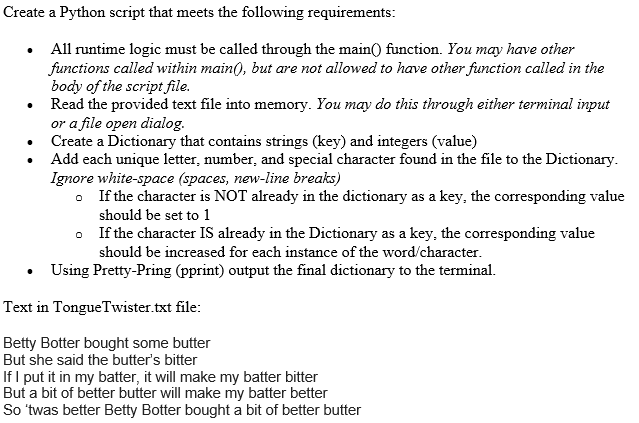 Solved Create A Python Script That Meets The Following