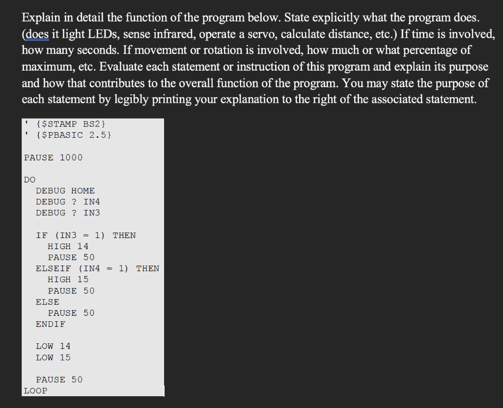 Solved Explain In Detail The Function Of The Program Below 