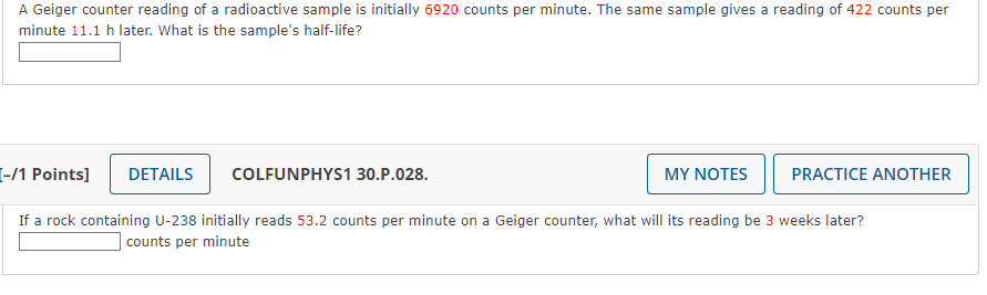 Solved A Geiger counter reading of a radioactive sample is | Chegg.com