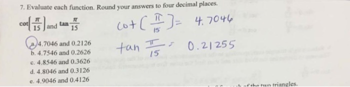 Solved Evaluate each function. Round your answers to four | Chegg.com