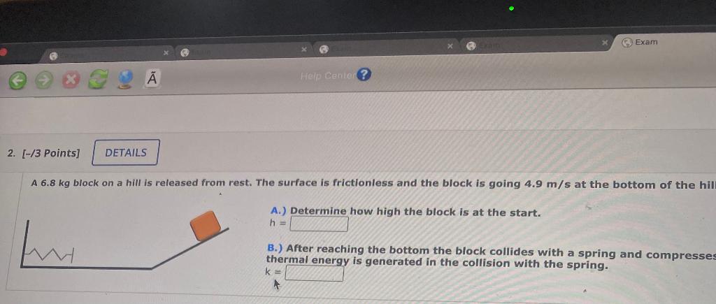 Solved B. AFTER REASHING THE BOTTOM THE BLOCK COLLIDES with | Chegg.com