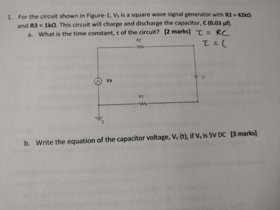 Solved 1. For the circuit shown in Figure-1, Vs is a square | Chegg.com