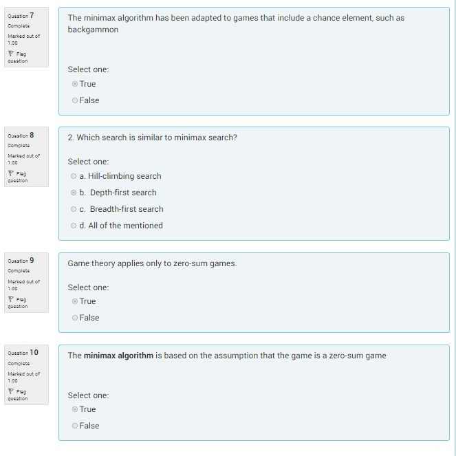 Solved Question 7 Domplate The minimax algorithm has been | Chegg.com