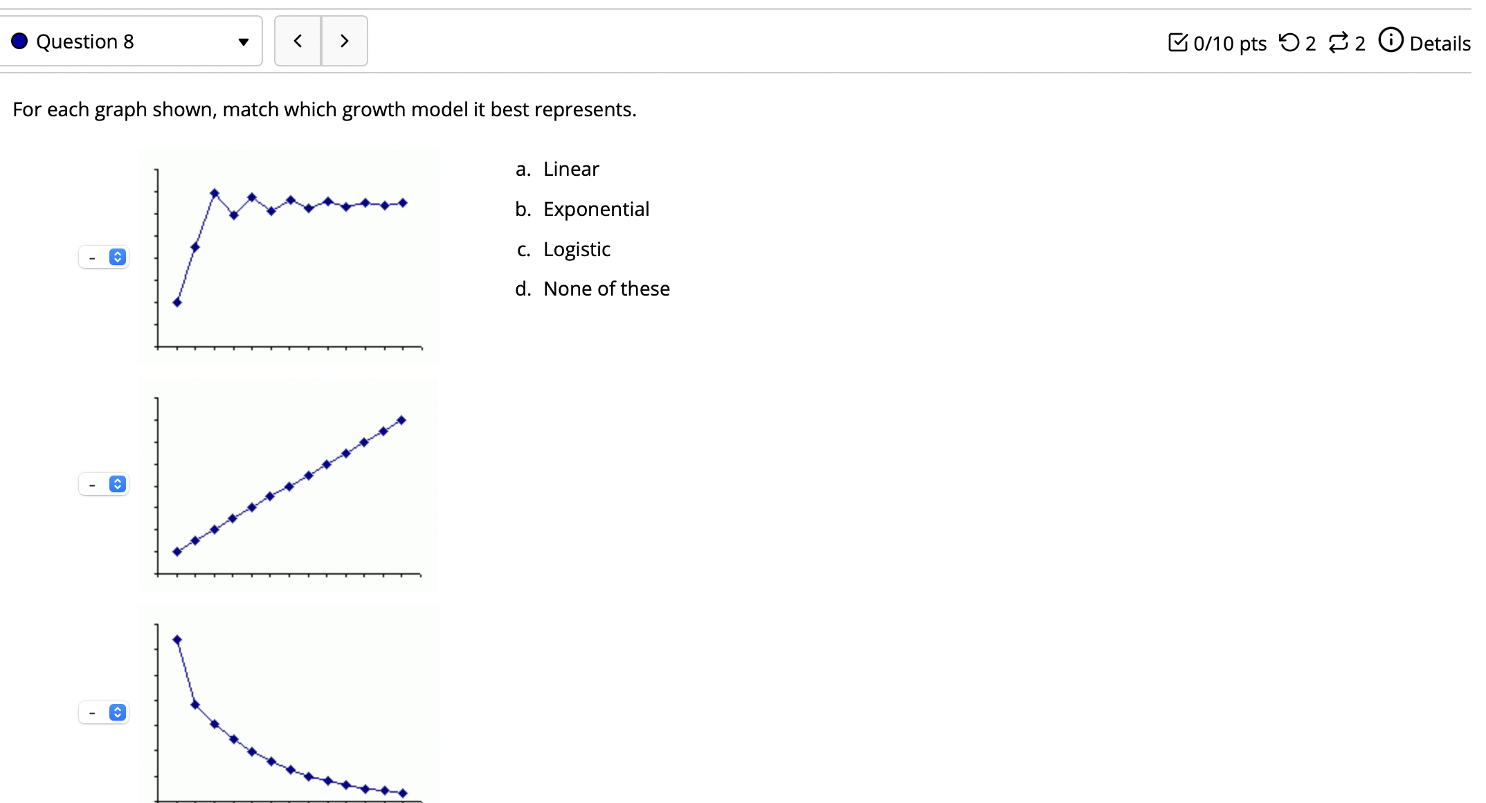Solved For each graph shown, match which growth model it | Chegg.com