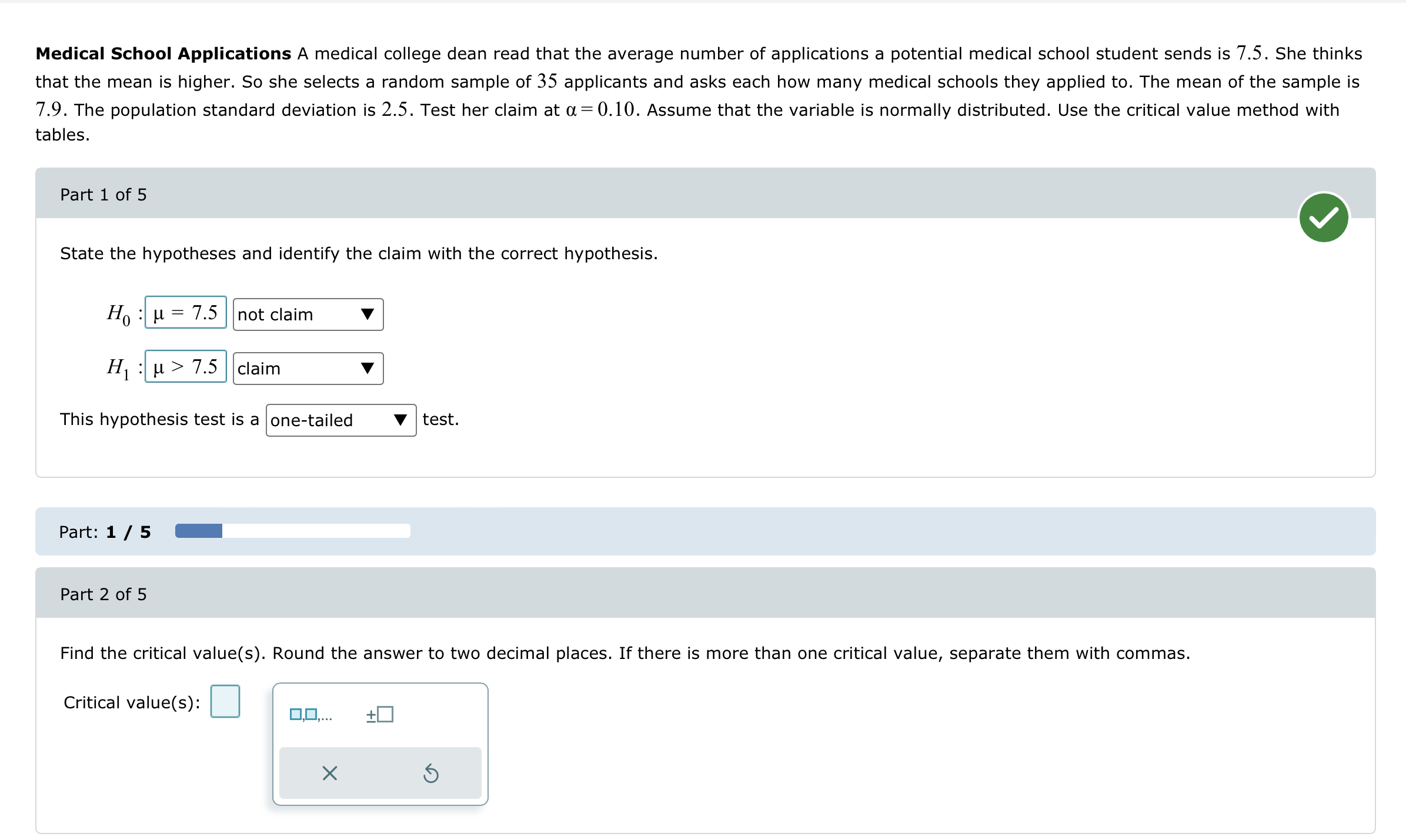 Solved Medical School Applications A medical college dean | Chegg.com
