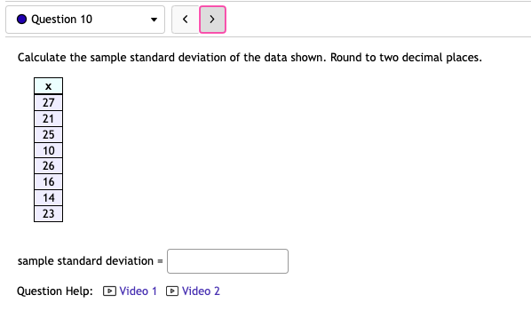 Solved Calculate the sample standard deviation of the data | Chegg.com