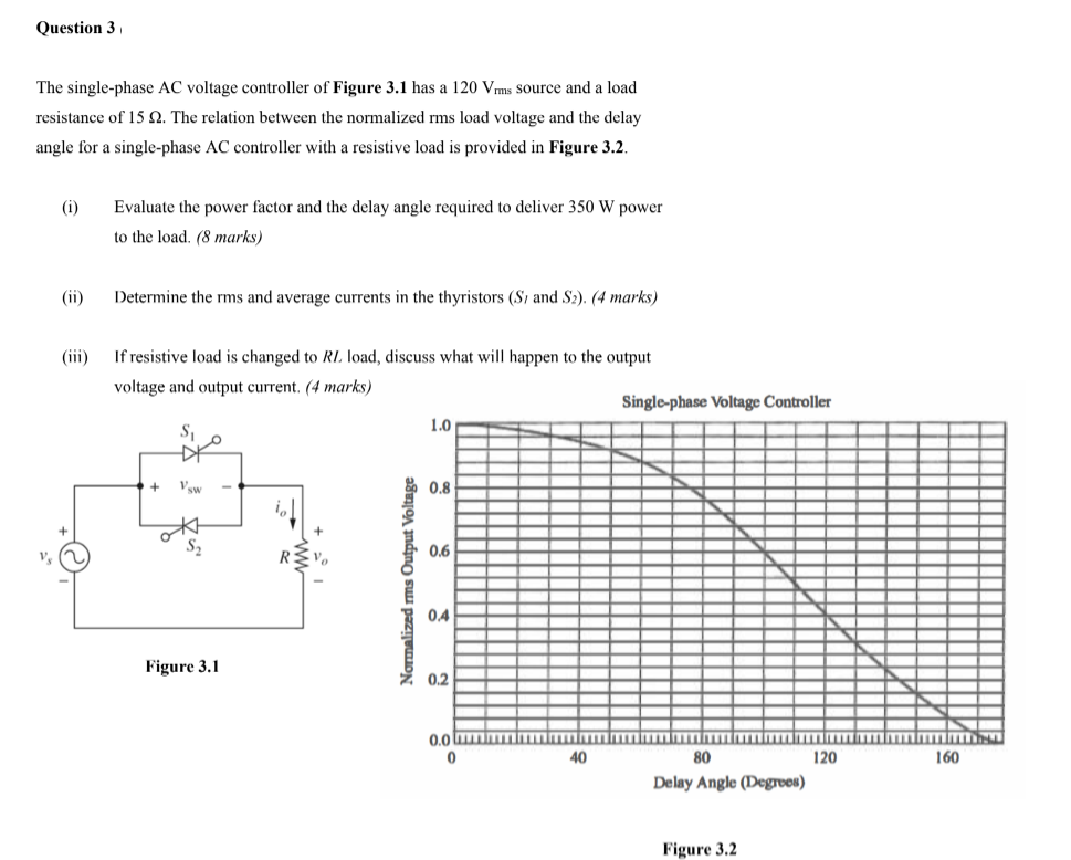 Solved Question 3 The single-phase AC voltage controller of | Chegg.com