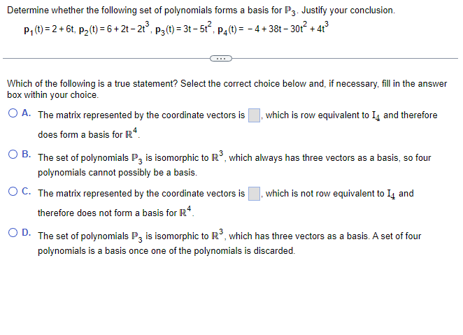 Solved Determine whether the following set of polynomials | Chegg.com
