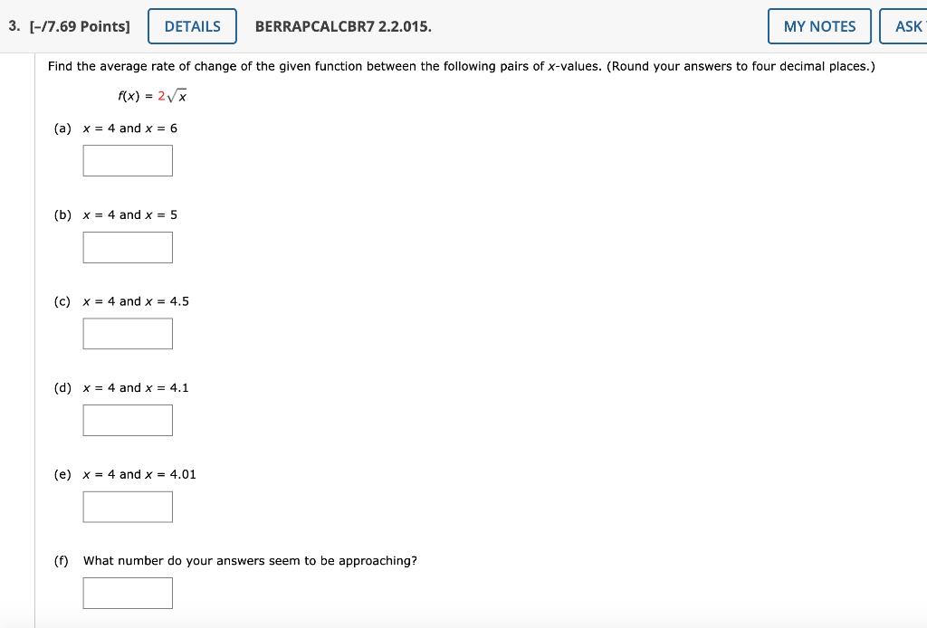 Solved 2. [-17.69 Points] DETAILS BERRAPCALCBR7 2.2.009.MI. | Chegg.com