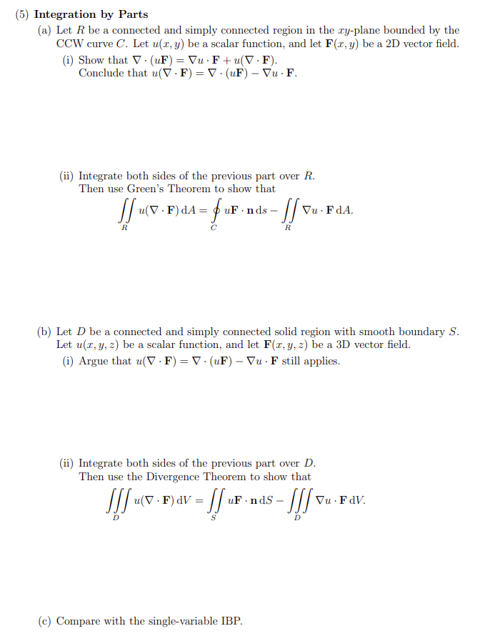 (5) Integration by Parts (a) Let R be a connected and | Chegg.com