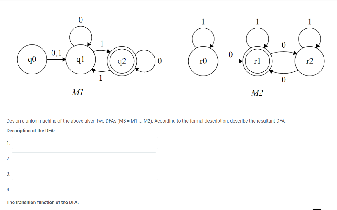 Solved Design a union machine of the above given two DFAs | Chegg.com