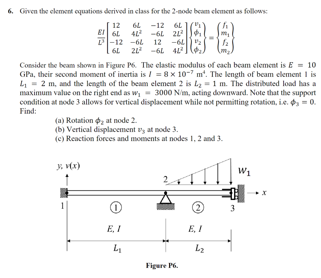 Given the element equations derived in class for the | Chegg.com