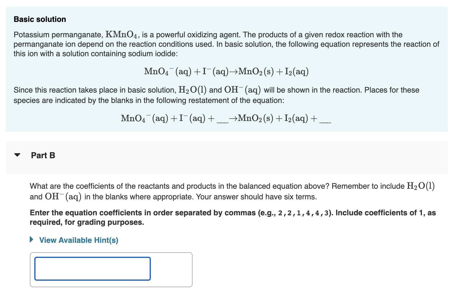 Solved Potassium permanganate, KMnO4, is a powerful | Chegg.com