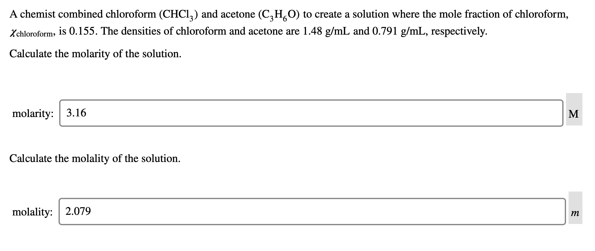 Solved A chemist combined chloroform (CHCl3) and acetone | Chegg.com