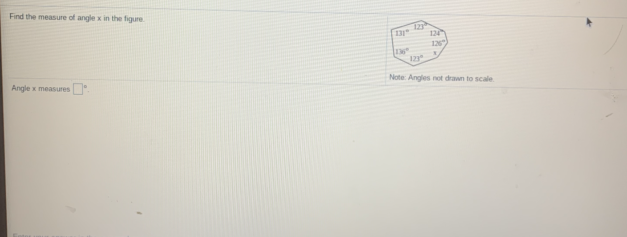 Solved Find the measure of angle x in the figure. 131° 123 | Chegg.com