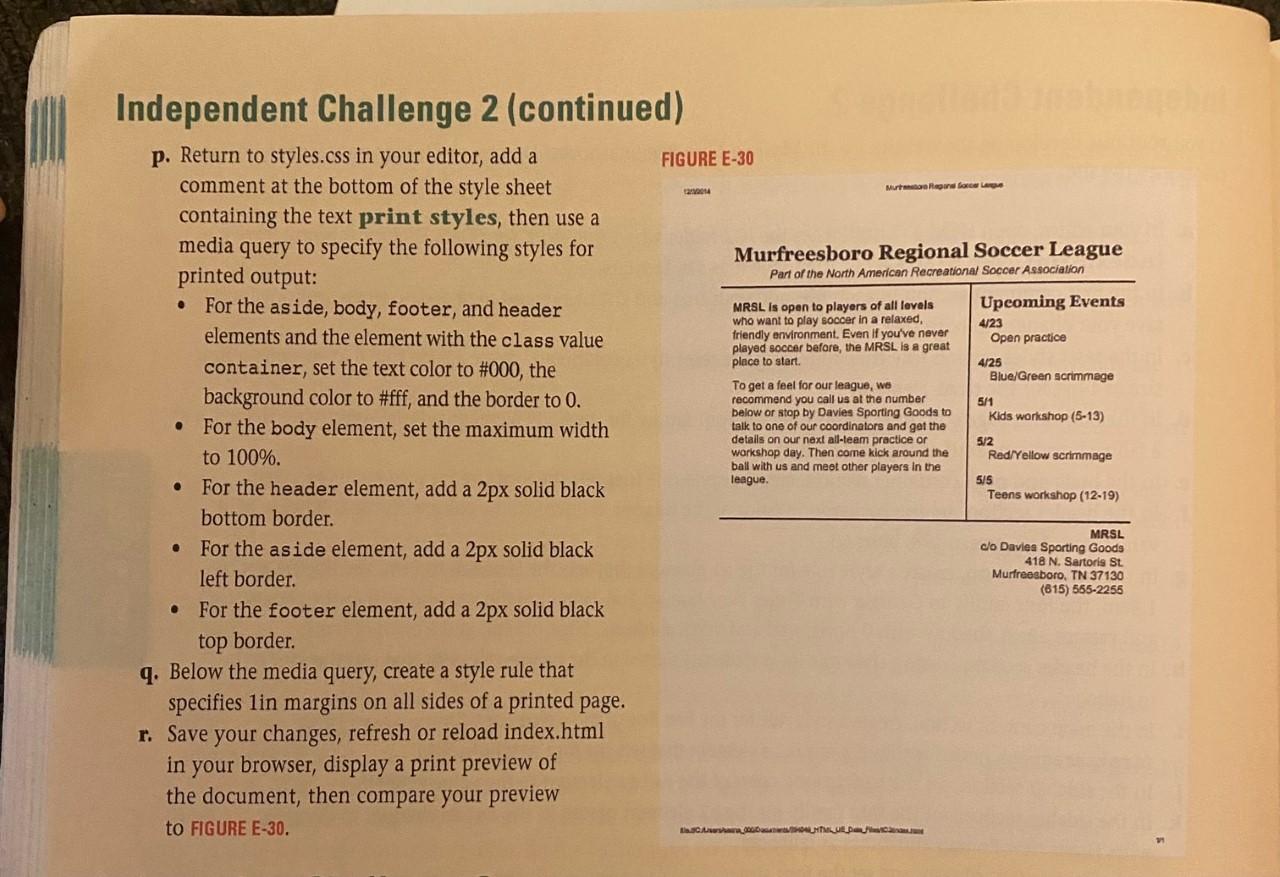 Solved Independent Challenge 2 As you continue developing | Chegg.com