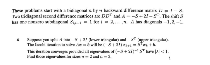 Solved These problems start with a bidiagonal n by n | Chegg.com