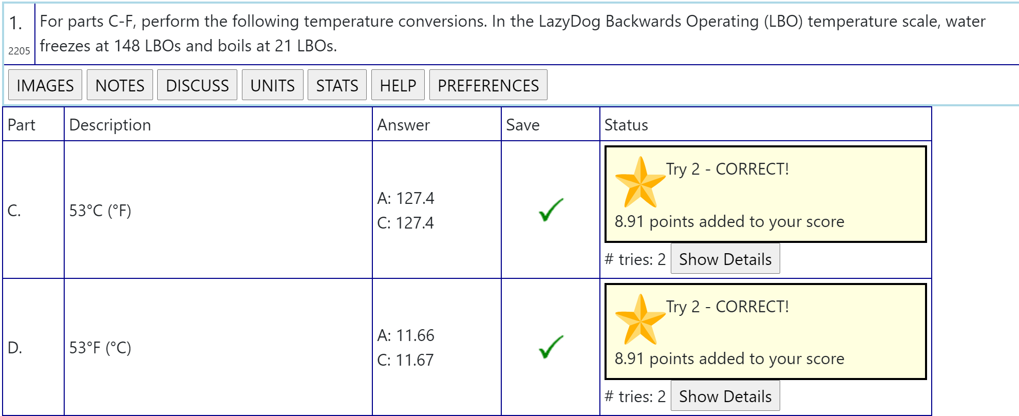 Solved 1. For parts C-F, perform the following temperature | Chegg.com