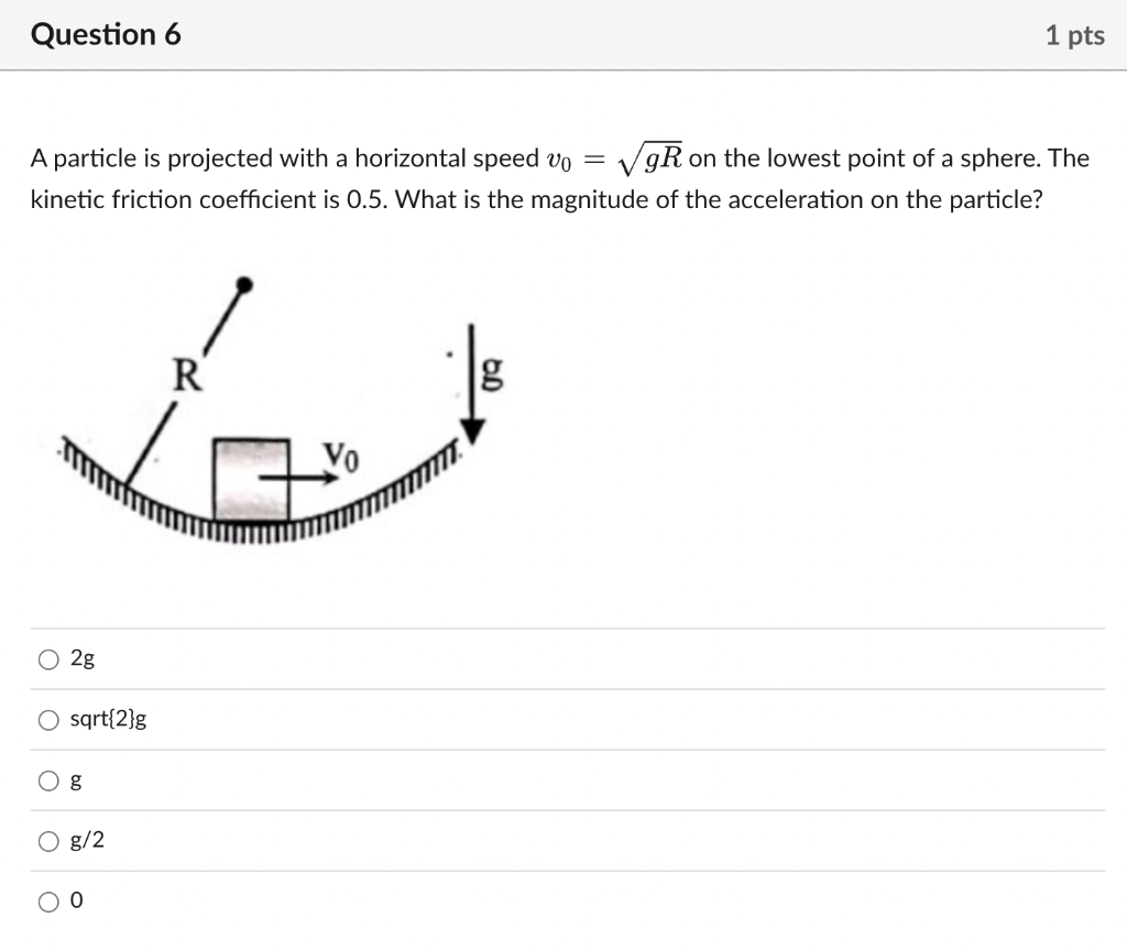 Solved A particle is projected with a horizontal speed v0=gR | Chegg.com