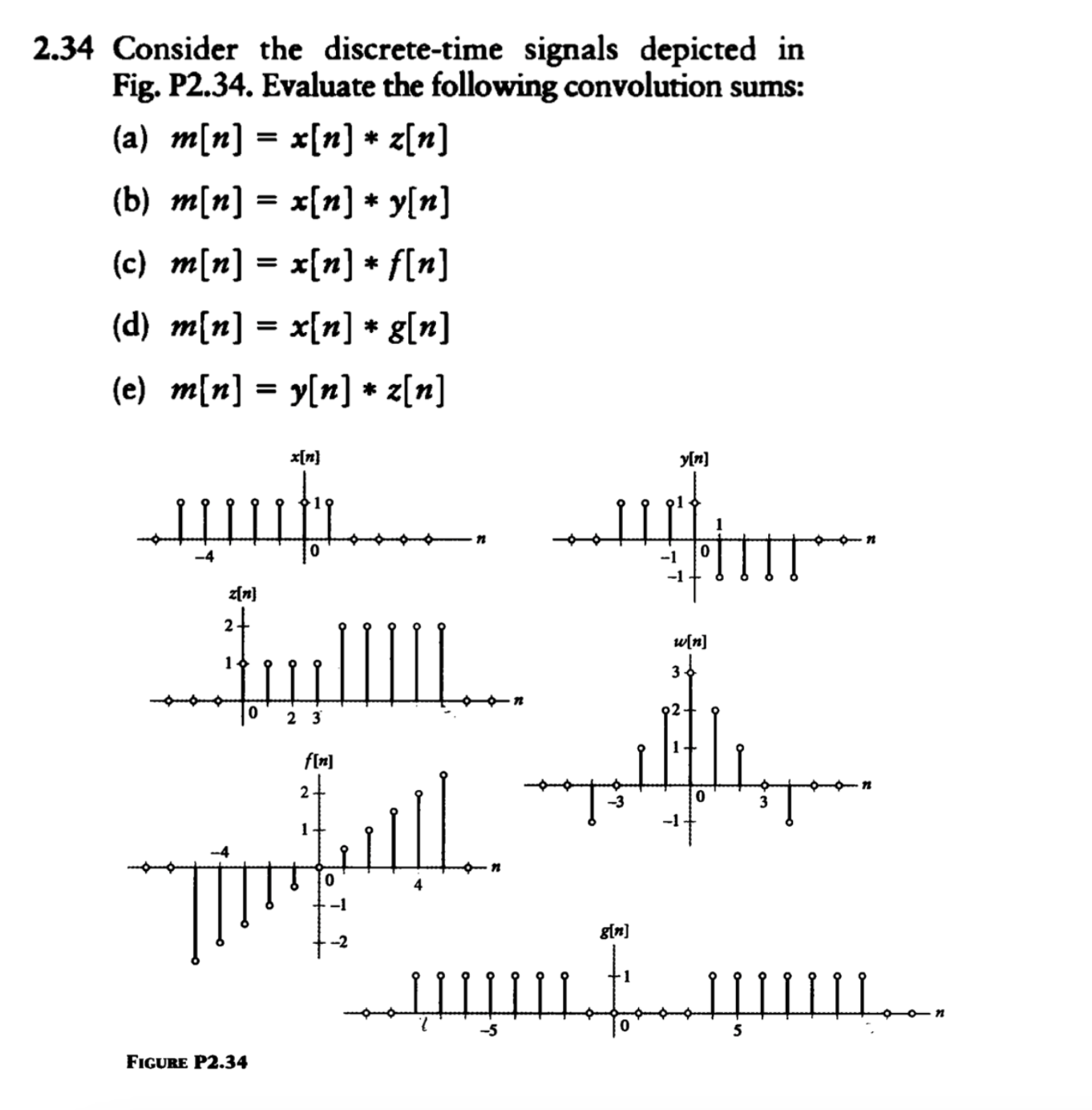 Solved 2.34 Consider the discrete-time signals depicted in | Chegg.com