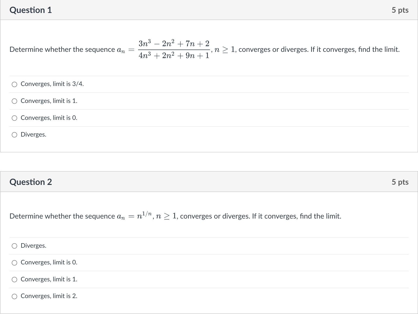 Solved Determine whether the sequence | Chegg.com