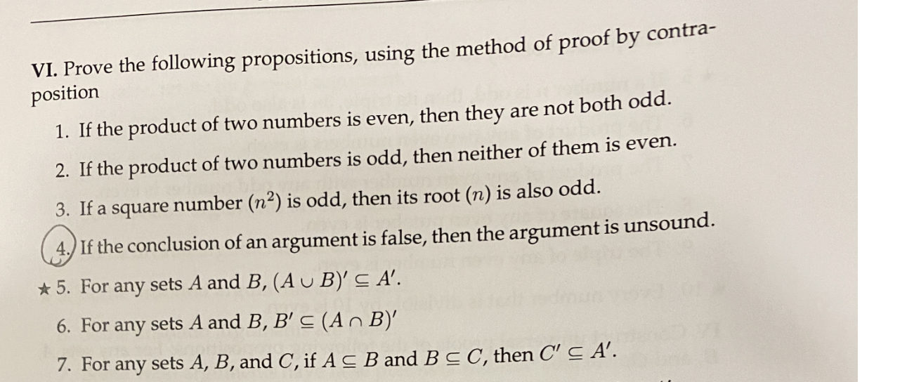 VI. Prove the following propositions, using the | Chegg.com