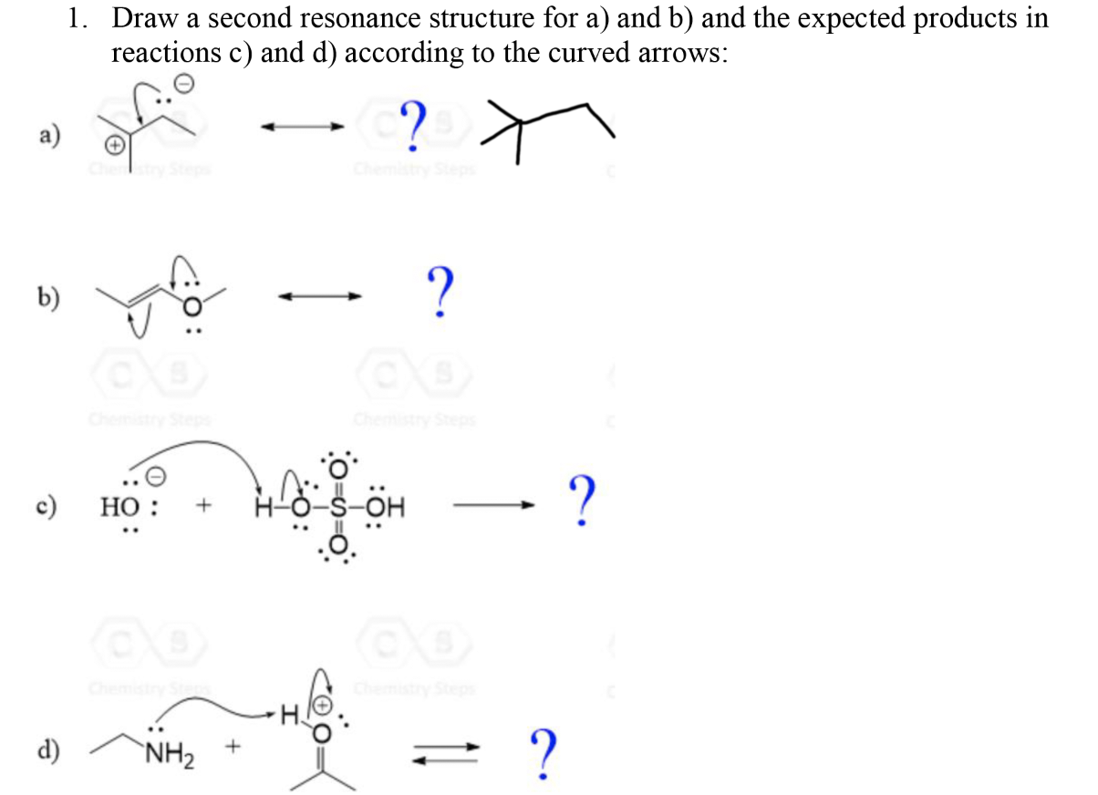 Solved draw a second resonance structure for a) and b) and | Chegg.com