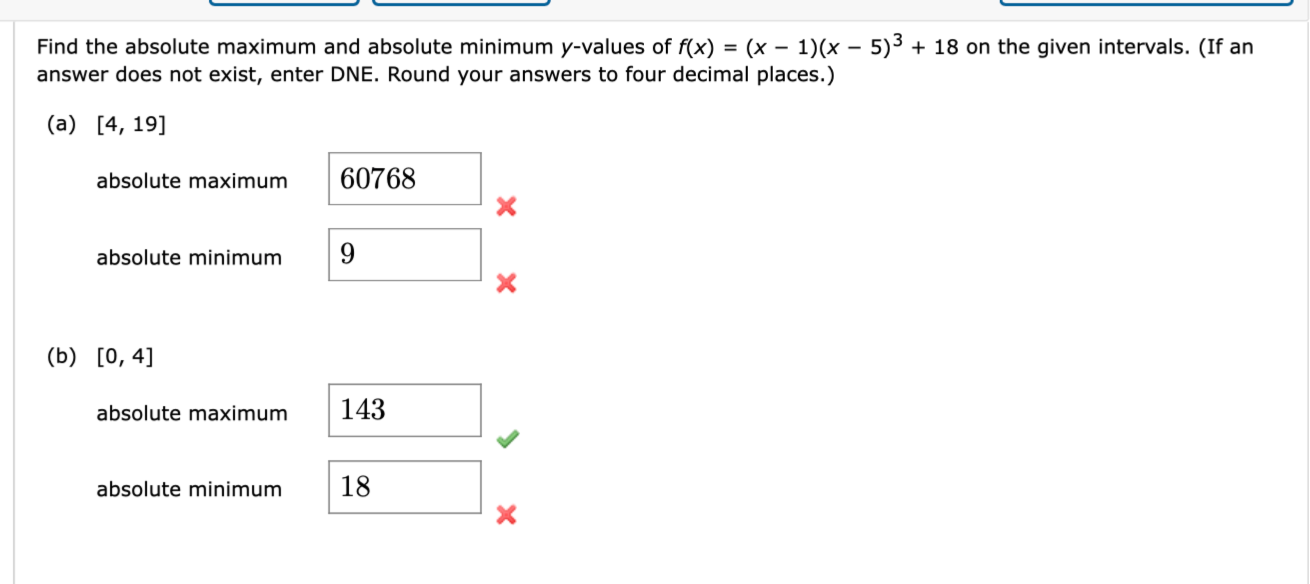Solved Find the absolute maximum and absolute minimum | Chegg.com