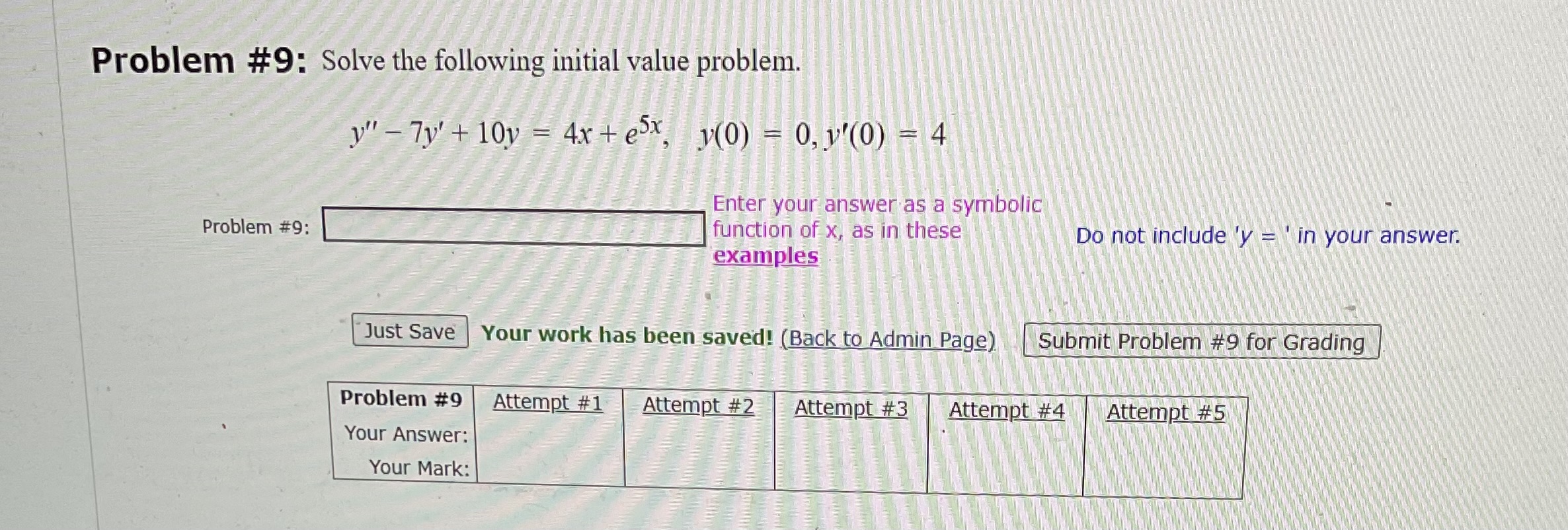 Solved Problem 9 Solve The Following Initial Value 5230