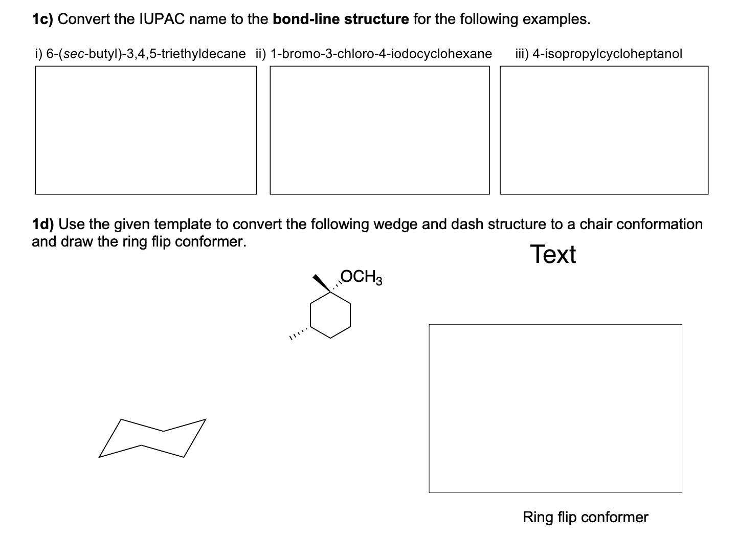 Solved 1c) Convert the IUPAC name to the bond-line structure | Chegg.com