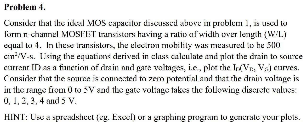 Solved Consider that the ideal MOS capacitor discussed above | Chegg.com